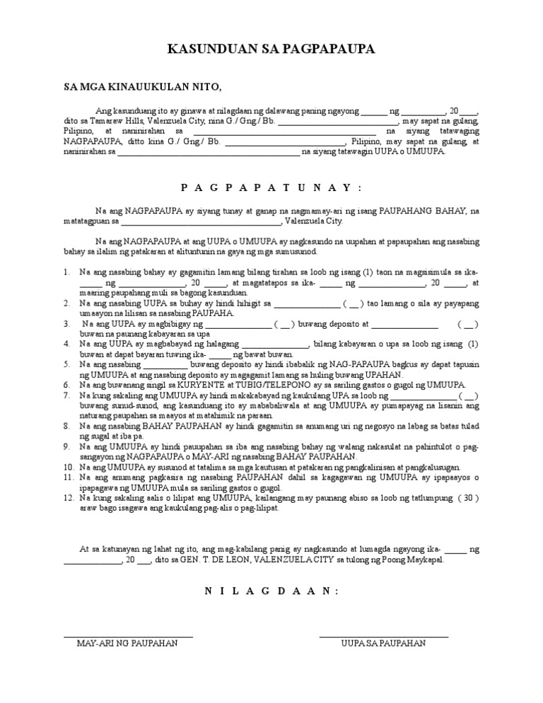 Kasunduan Sa Pagpapaupa | PDF