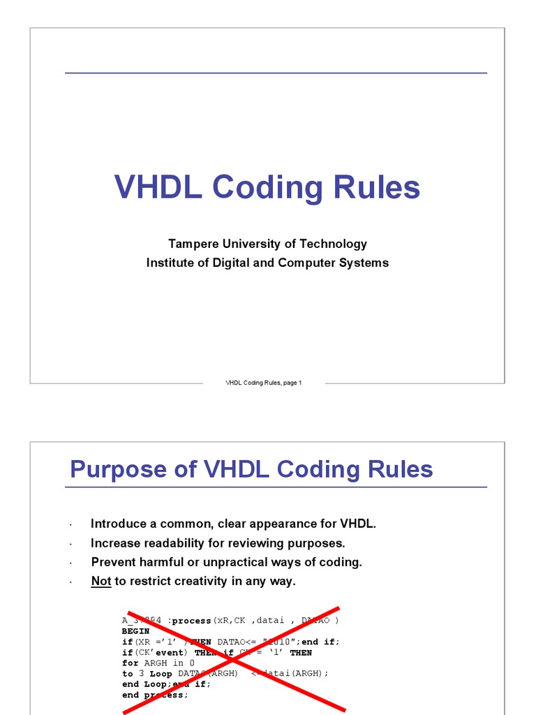 Vhdl Coding Rules Vhdl Computer Engineering 