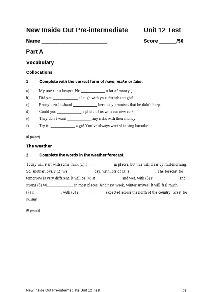 Unit 12 Test | PDF | Languages