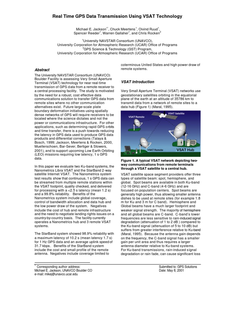 Real Time GPS Data Transmission Using VSAT Technology | PDF | Very ...