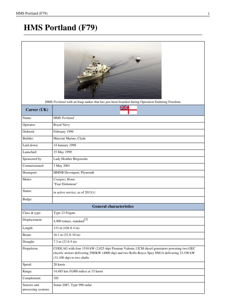 HMS Portland (F79) | PDF | Ships | Naval Warfare