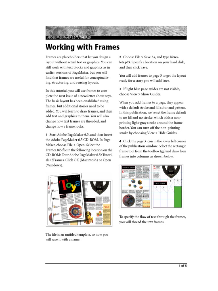 Adobe PageMaker 6.5 Frame Tutorial | PDF | Icon (Computing) | Software