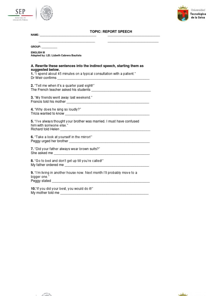 Reported Speech Exercises for C1 | PDF | Finance & Money Management
