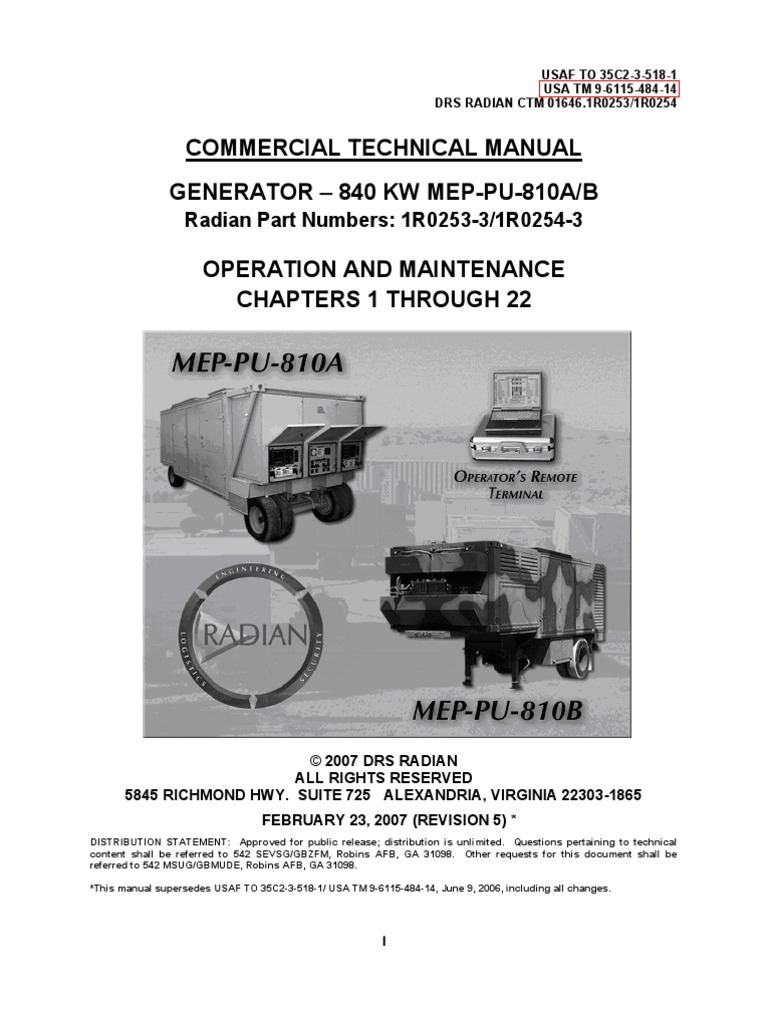 TM 9-6115-484-14 Mep-Pu-810a/b Part 1 | PDF | Turbocharger | Mechanical ...