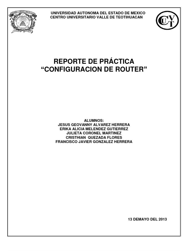 Reporte Configuracion Router | PDF | Transport Layer Security ...