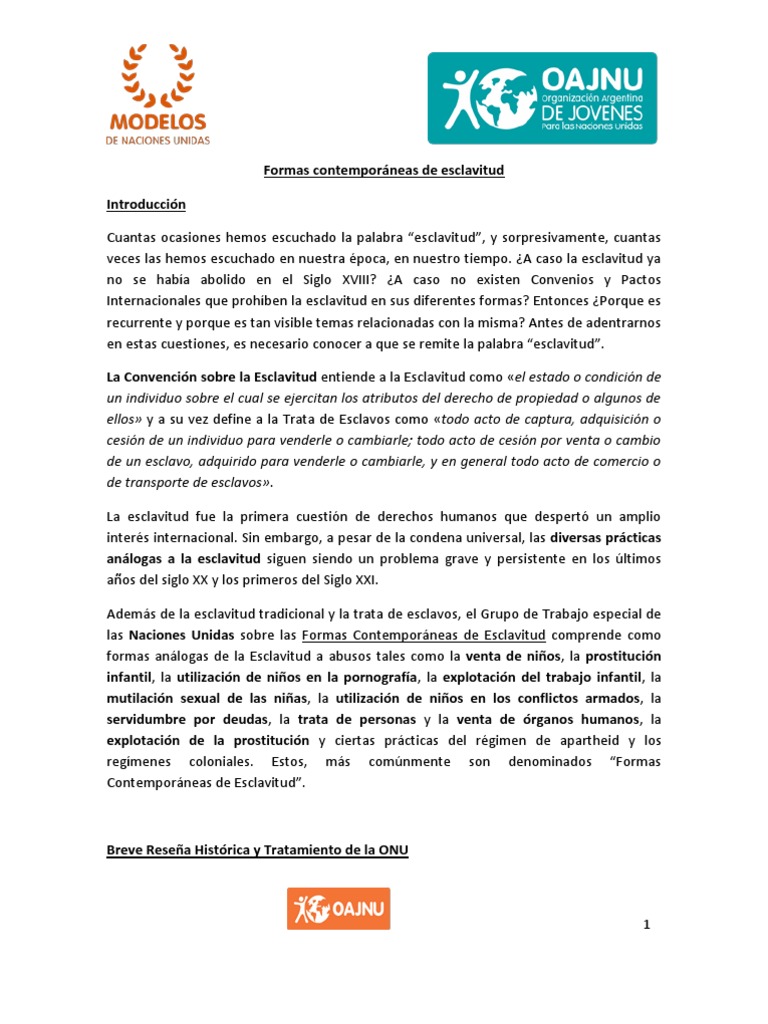 Formas Contemporáneas de Esclavitud | PDF | Esclavitud | Trata de personas