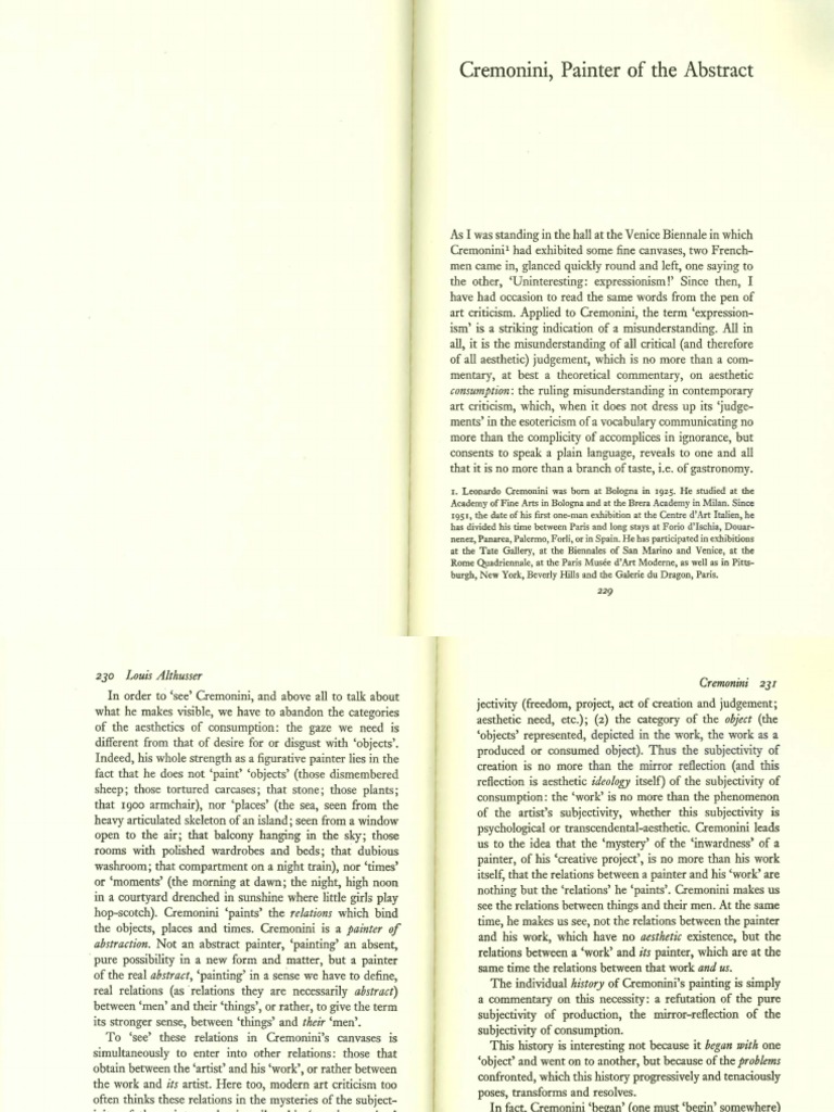 Cremonini: Abstract Relations in Art | PDF | Ideologies | Aesthetics