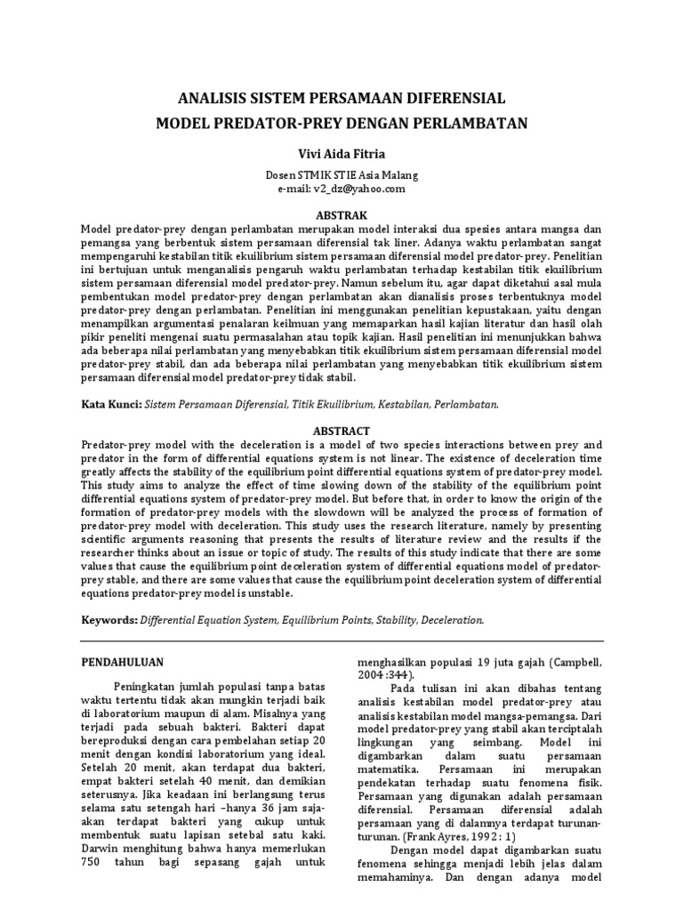 Model Predator-Prey | PDF | Metode & Bahan Ajar