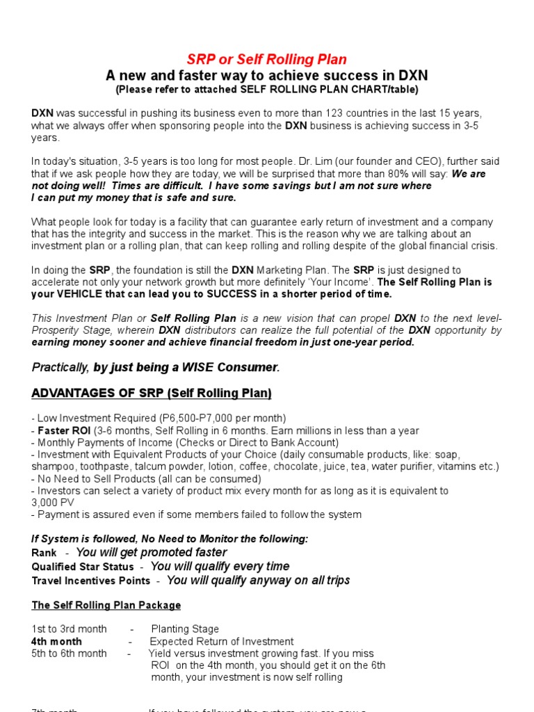 SRP or Self Rolling Plan | PDF | Investing | Economies