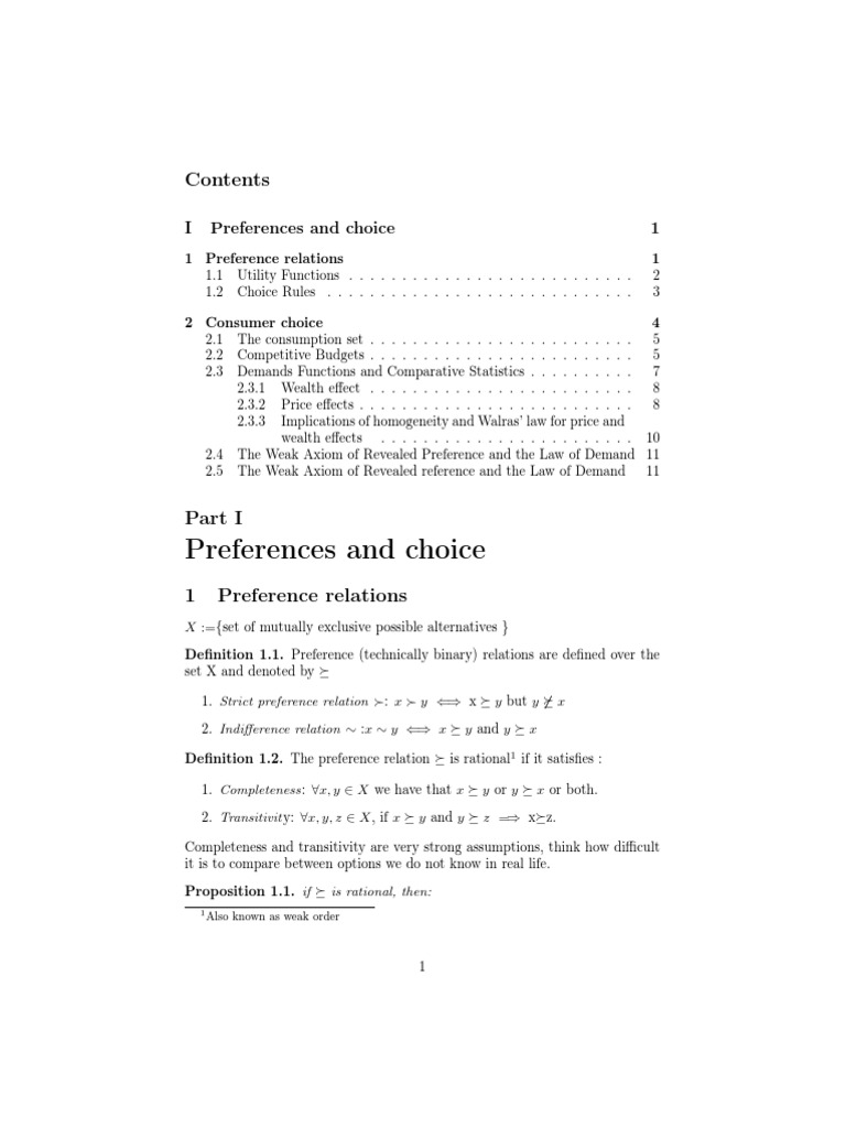 An Introduction to Consumer Preferences and Choice Theory | PDF ...