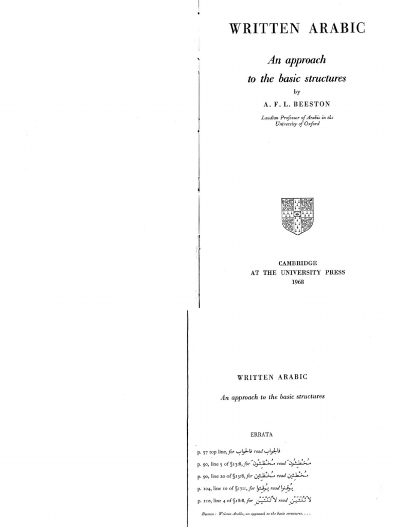 Written Arabic An Approach To The Basic Structures | PDF