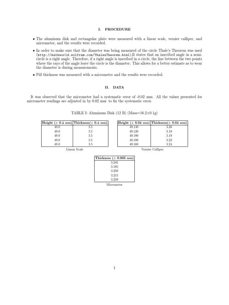 Laboratory 1 | PDF | Standard Deviation | Uncertainty