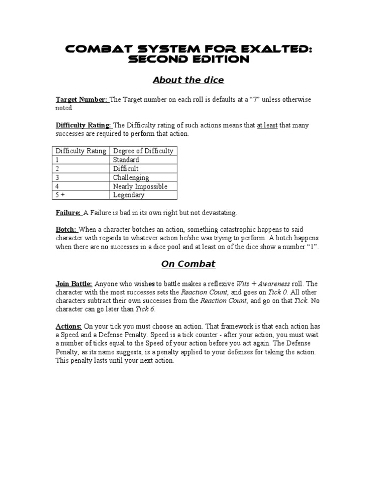 Combat System For Exalted: Second Edition: About The Dice | PDF ...