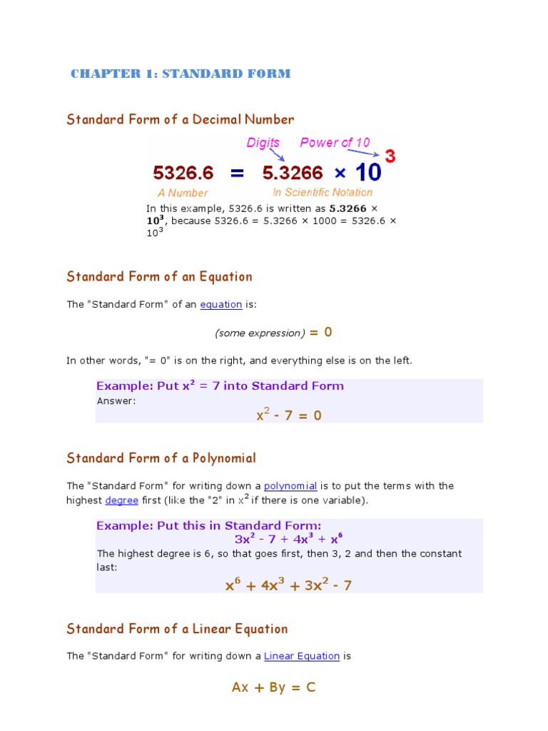Understanding Standard Form in Math | PDF