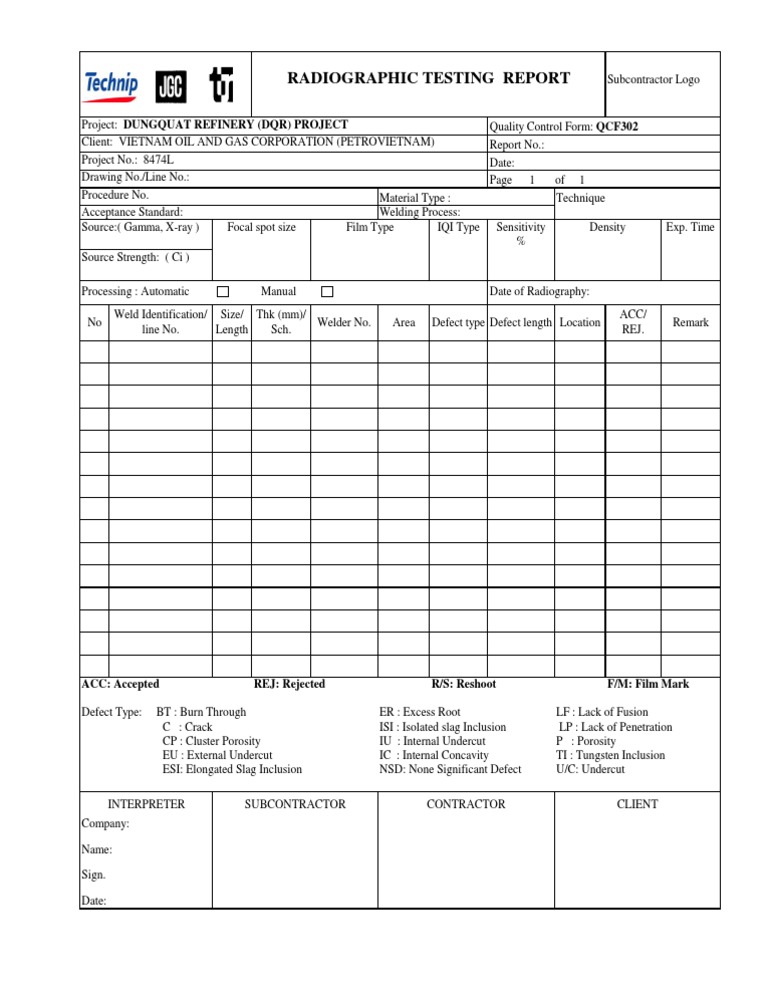 QCF302 Radiographic Testing Report | PDF