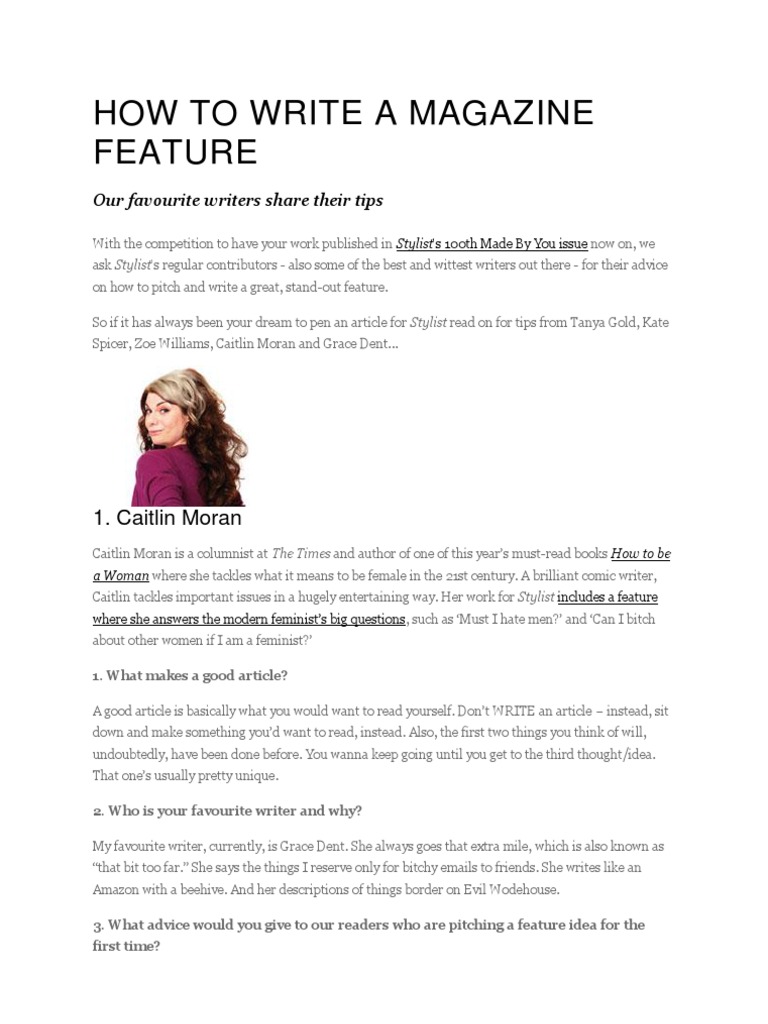 How To Write A Magazine Feature | PDF | News Media | Mass Media