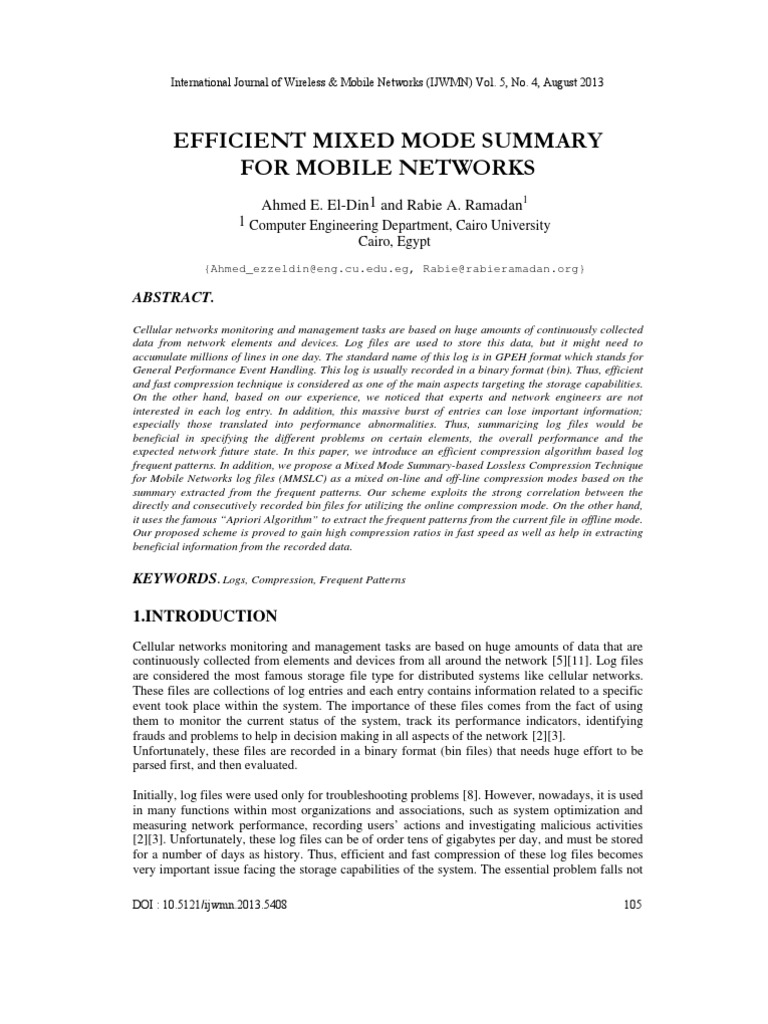 Efficient Mixed Mode Summary For Mobile Networks | PDF | Data ...