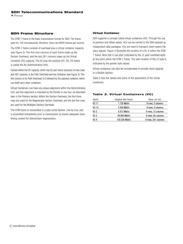 SDH Frame Structure | PDF | Computer Data | Networks