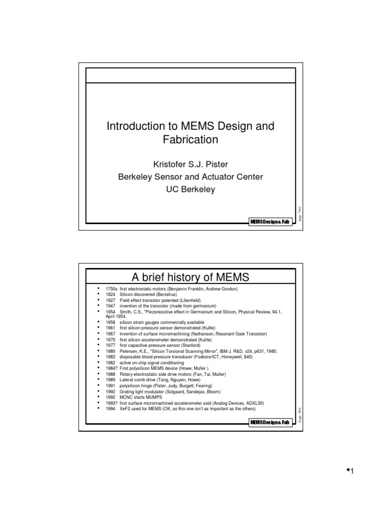 Mems Design Fabrication | PDF | Microelectromechanical Systems ...
