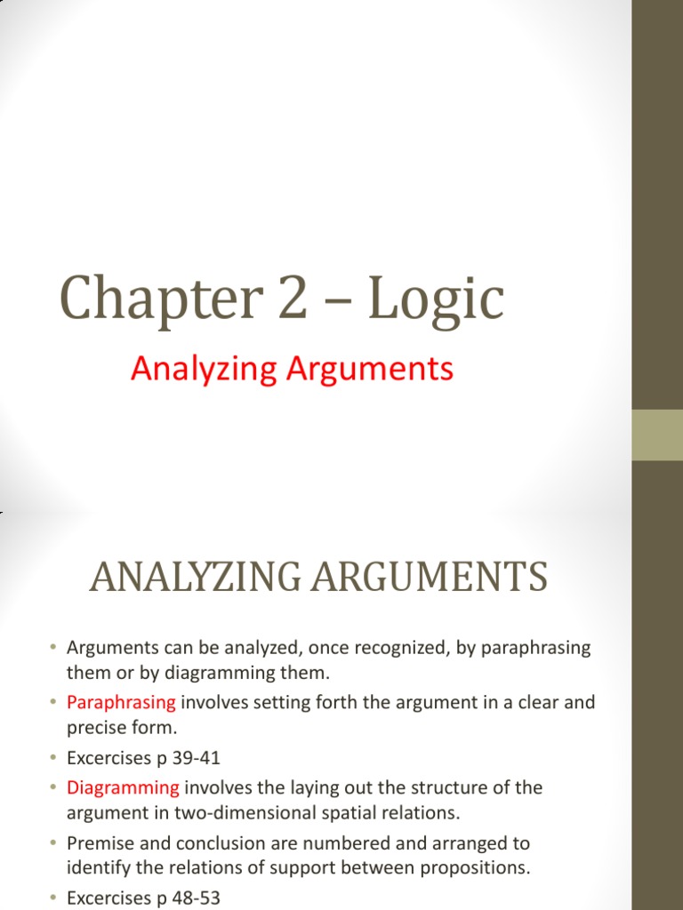 Chapter 2 Logic Analyzing Arguments Pdf Argument Reason