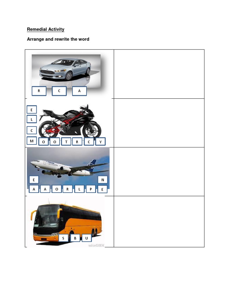 Remedial Activity Arrange and Rewrite The Word | PDF