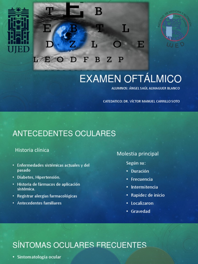 Examen Oftálmico | PDF | Ojo humano | Percepción visual
