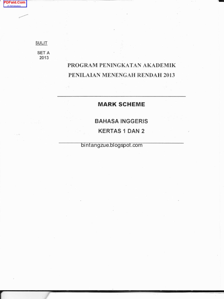 Answer Scheme | PDF | Grammar | Vocabulary