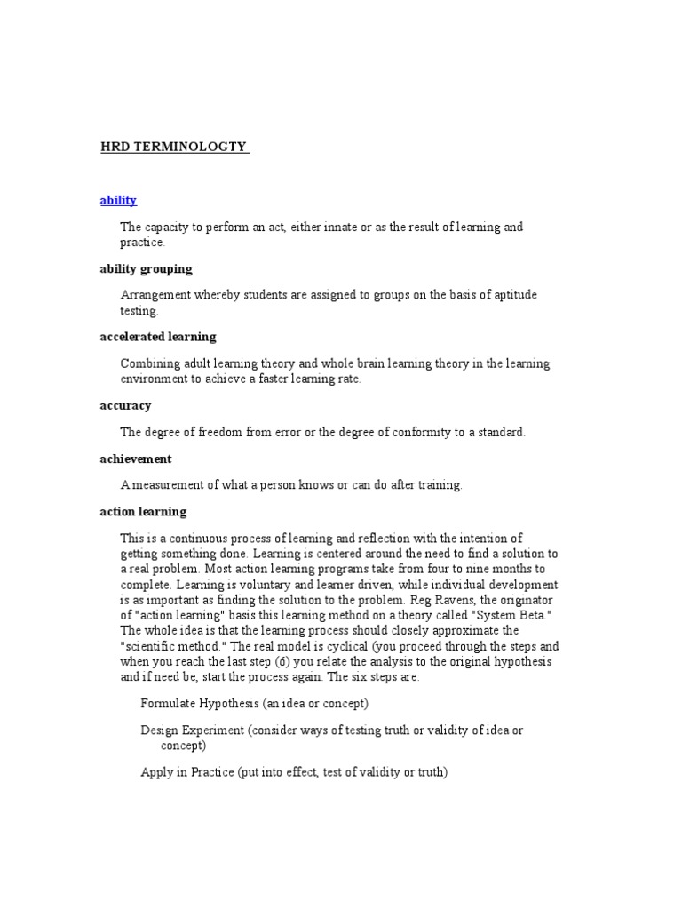 HRM Terminology | PDF | Instructional Design | Educational Technology