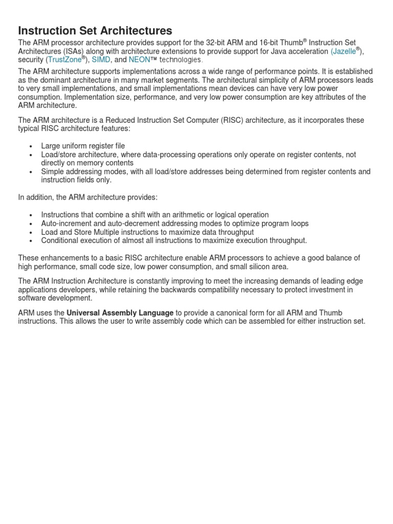 Set de Instrucciones Arquitectura ARM | PDF | Arm Architecture | Instruction Set
