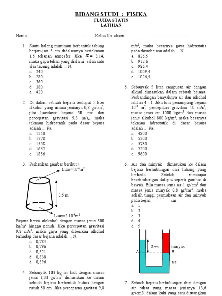 Soal Fluida Statis | PDF