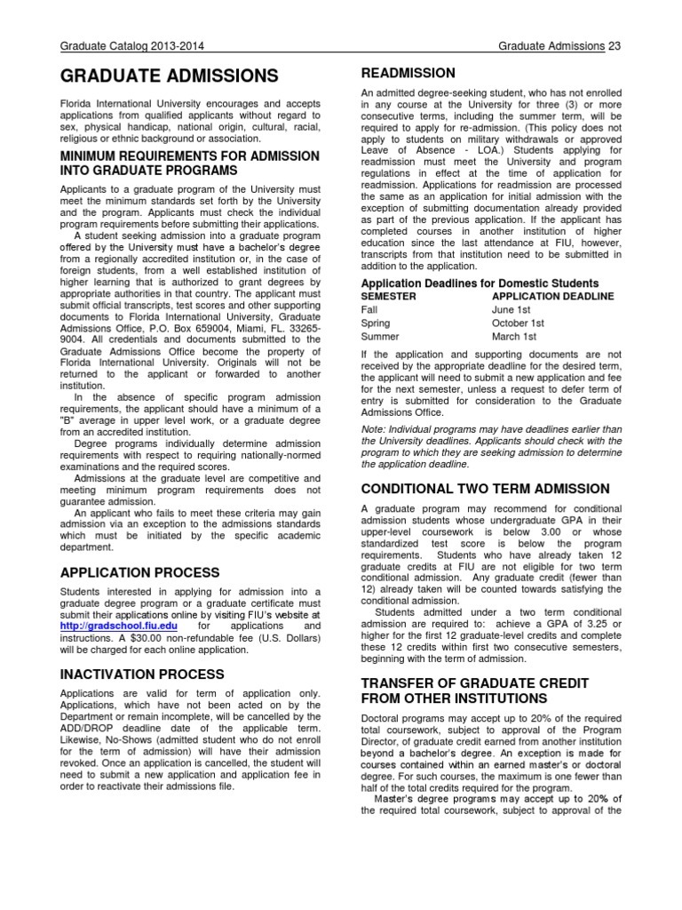 Graduate Admissions FIU | University And College Admission | Graduate ...