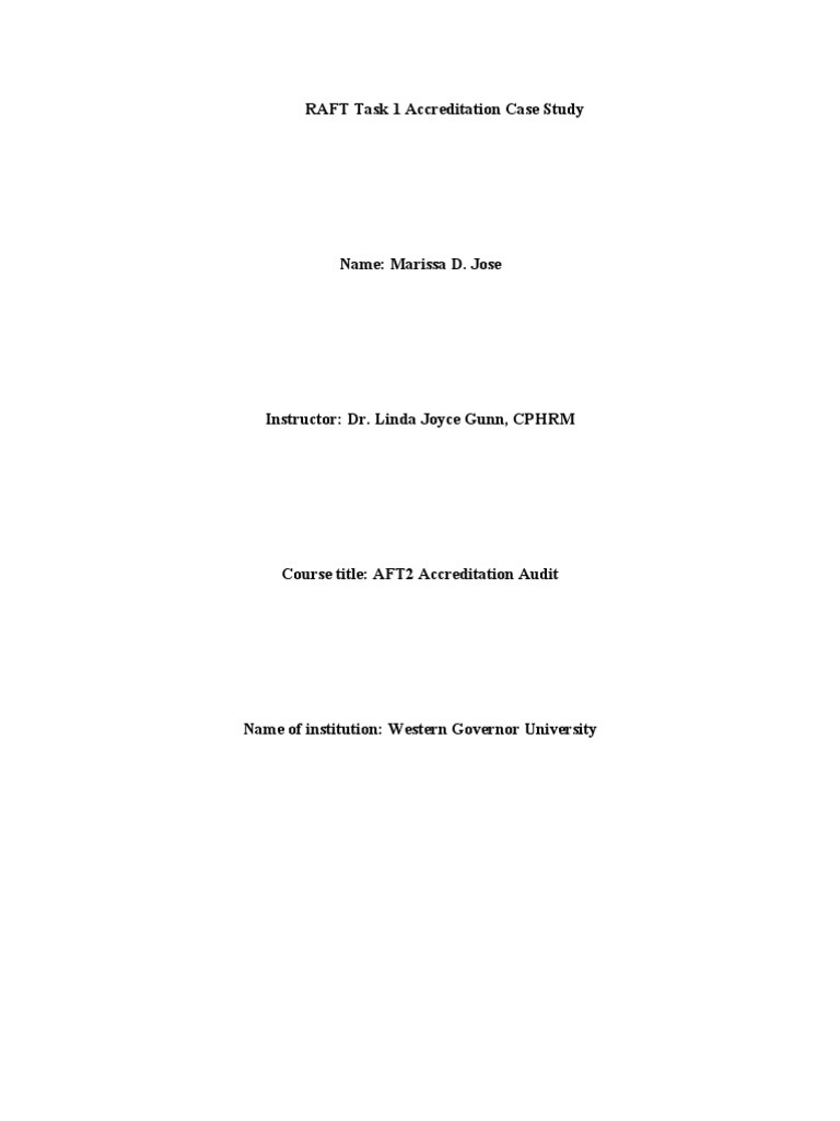 RAFT Task 1 Accreditation Case Study | PDF | Infection Control | Hand Washing