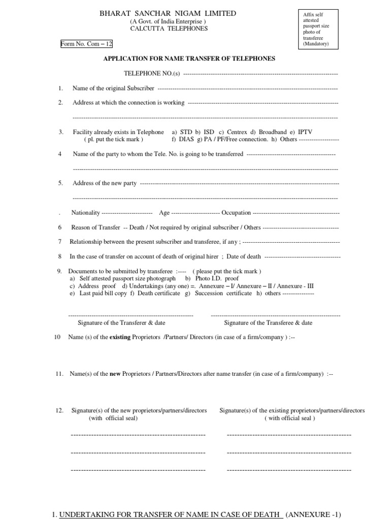 Affix Self Attested Passport Size Photo of Transferee (Mandatory) | PDF ...