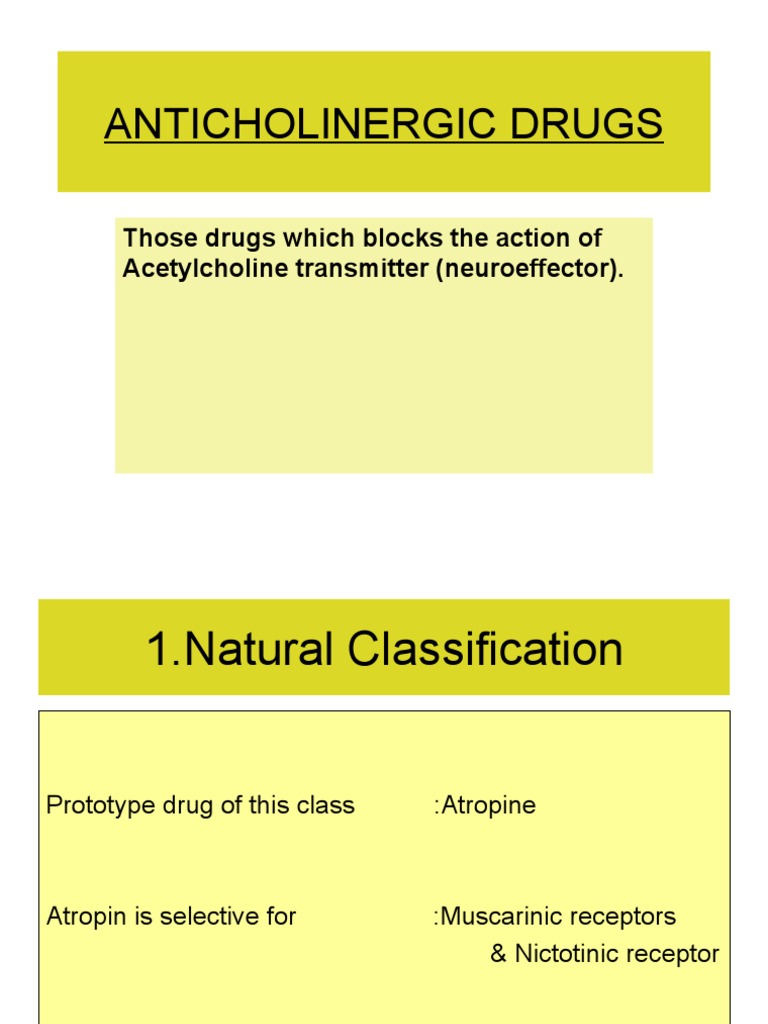 Classification of Anticholinergic Drugs | PDF