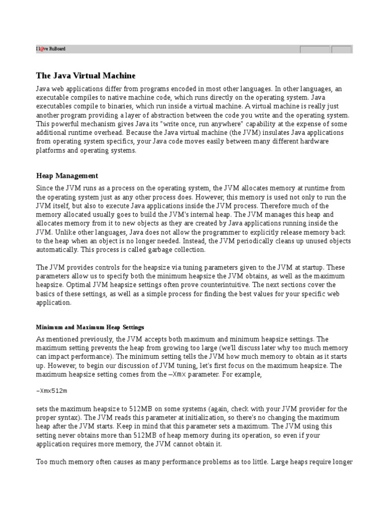The Java Virtual Machine: Heap Management | PDF | Java Virtual Machine ...