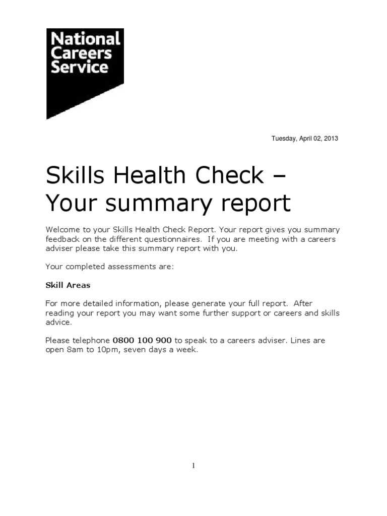 Skills Health Check Summary Report | PDF