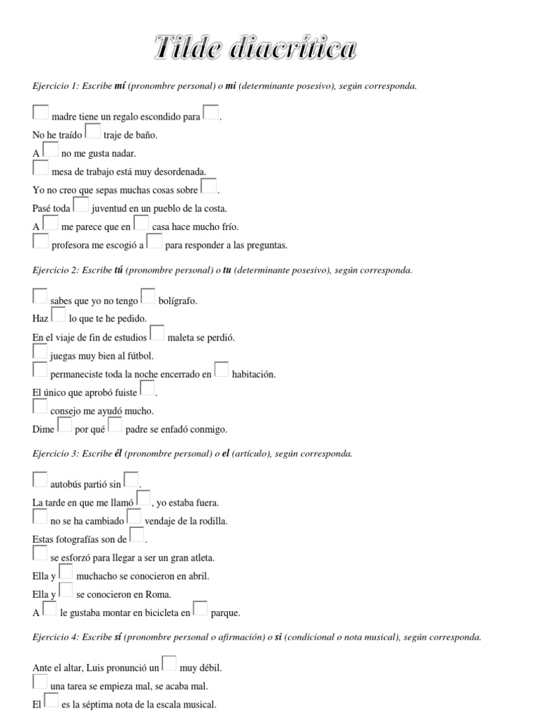 Ejercicio Tilde Diacritica | PDF