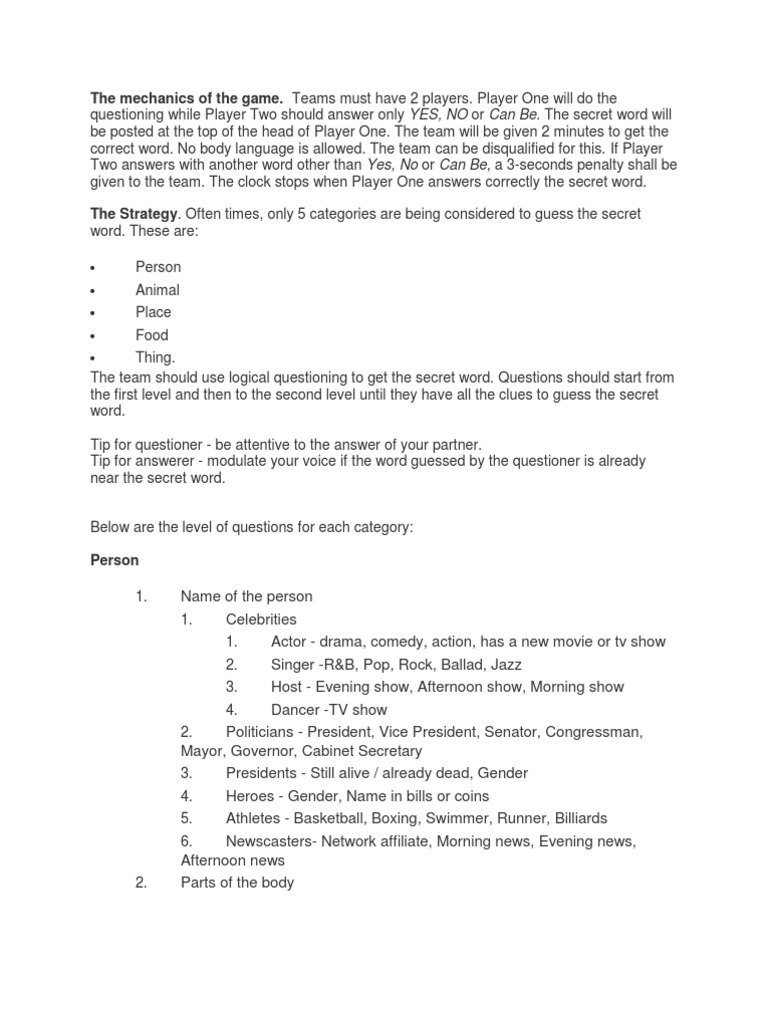 Pinoy Henyo Mechanics | PDF | Lunch | Cooking