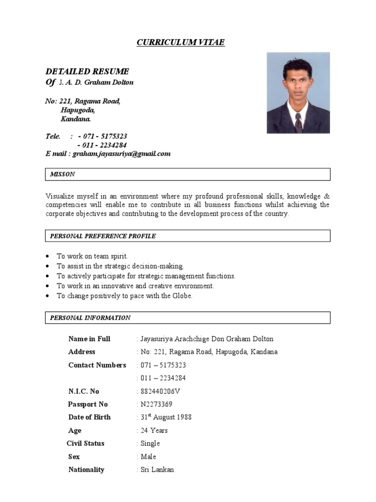 Graham Jayasuriya Curriculum Vitae | PDF | Curriculum | Science