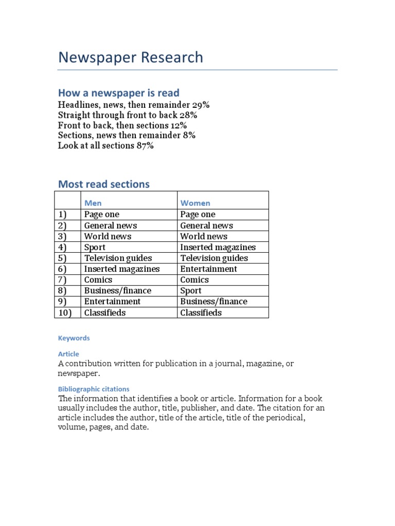 Newspaper Research | Download Free PDF | Newspapers | Magazines