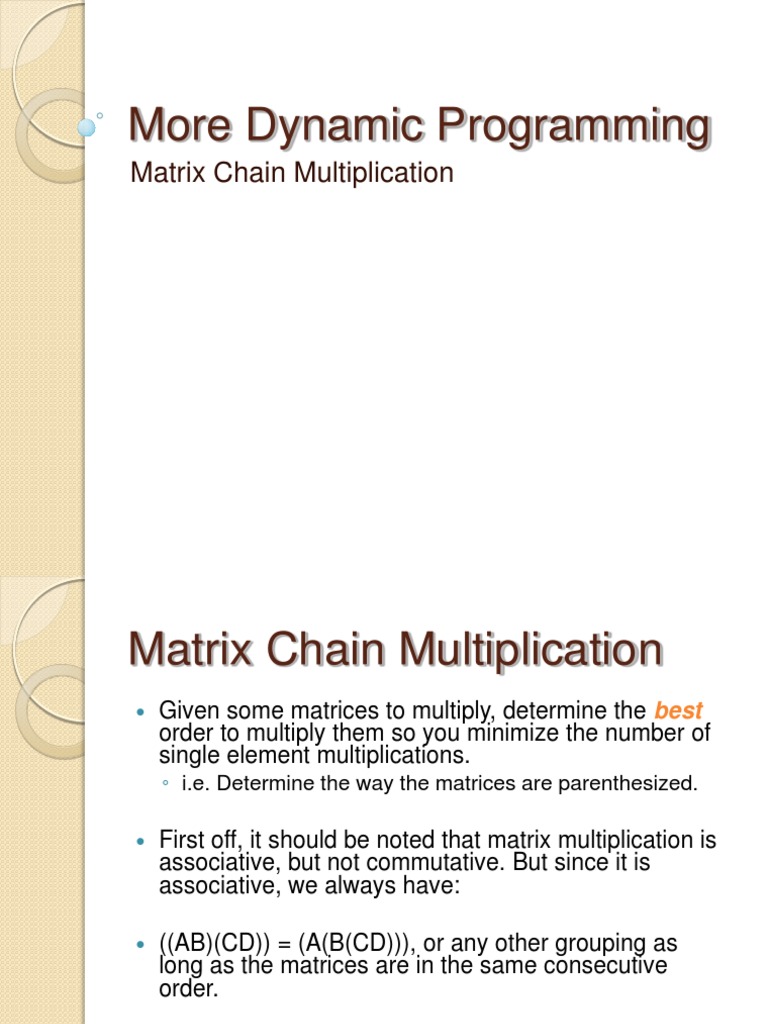 Matrix Chain Multiplication | PDF | Dynamic Programming | Matrix ...