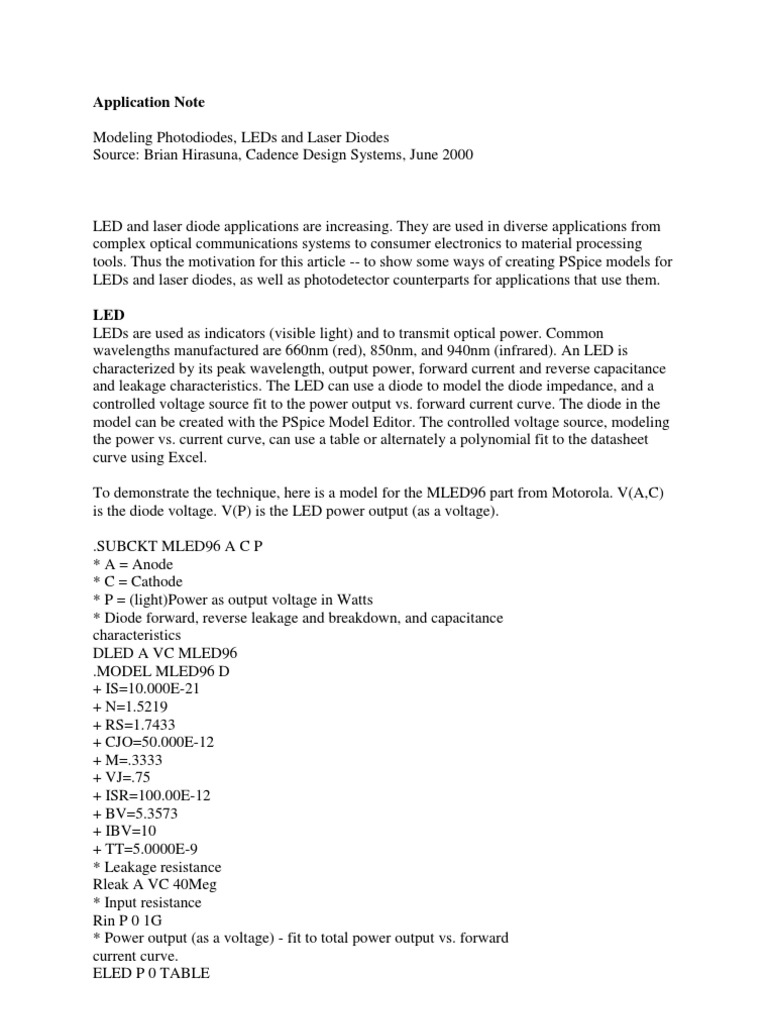 Application Note Diode Spice | PDF | Diode | Light Emitting Diode