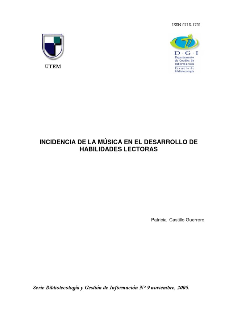 Música y habilidades lectoras: impacto educativo | PDF | Lectura ...