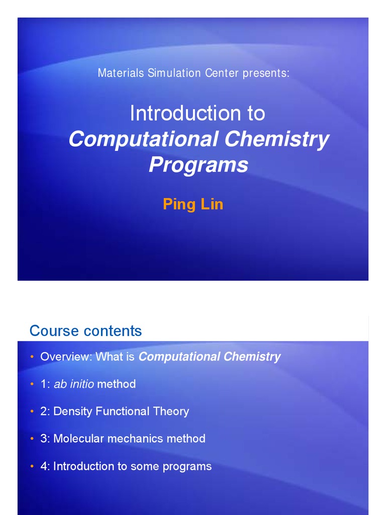 Intro CompChem | PDF | Computational Chemistry | Hartree–Fock Method