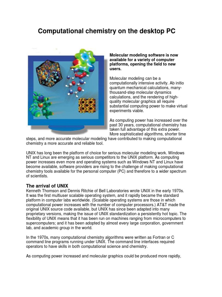 Computational Chemistry On The Desktop PC: The Arrival of UNIX | PDF ...