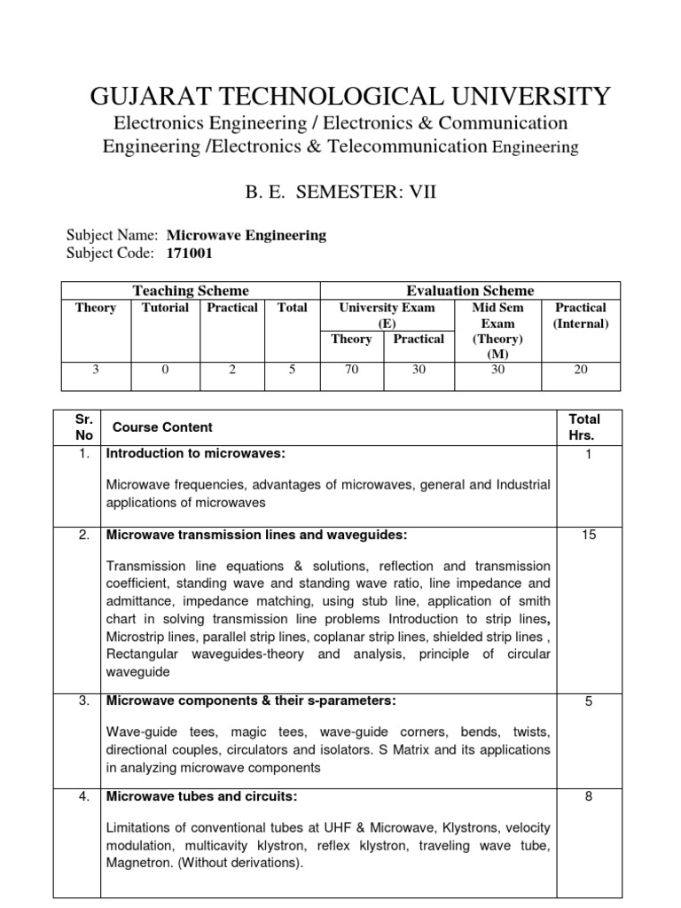 Microwave Engineering Course Overview | PDF