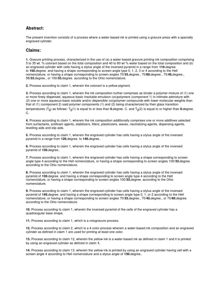 Process For Gravure Printing With A Water-Based Ink | PDF | Pigment ...