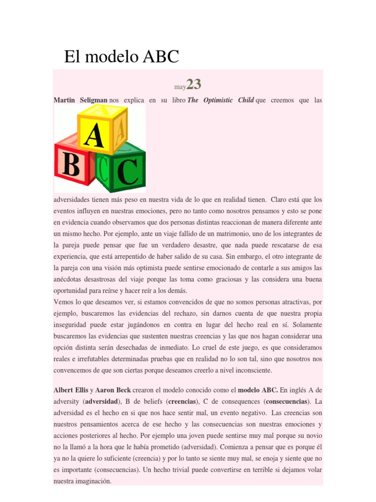 El Modelo ABC | PDF | Terapia racional de comportamiento emotivo | Las ...