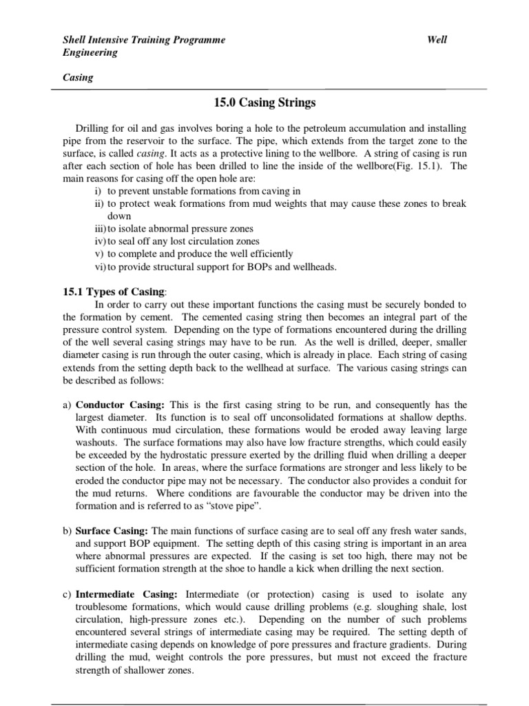 Casing Strings | PDF | Casing (Borehole) | Oil Well