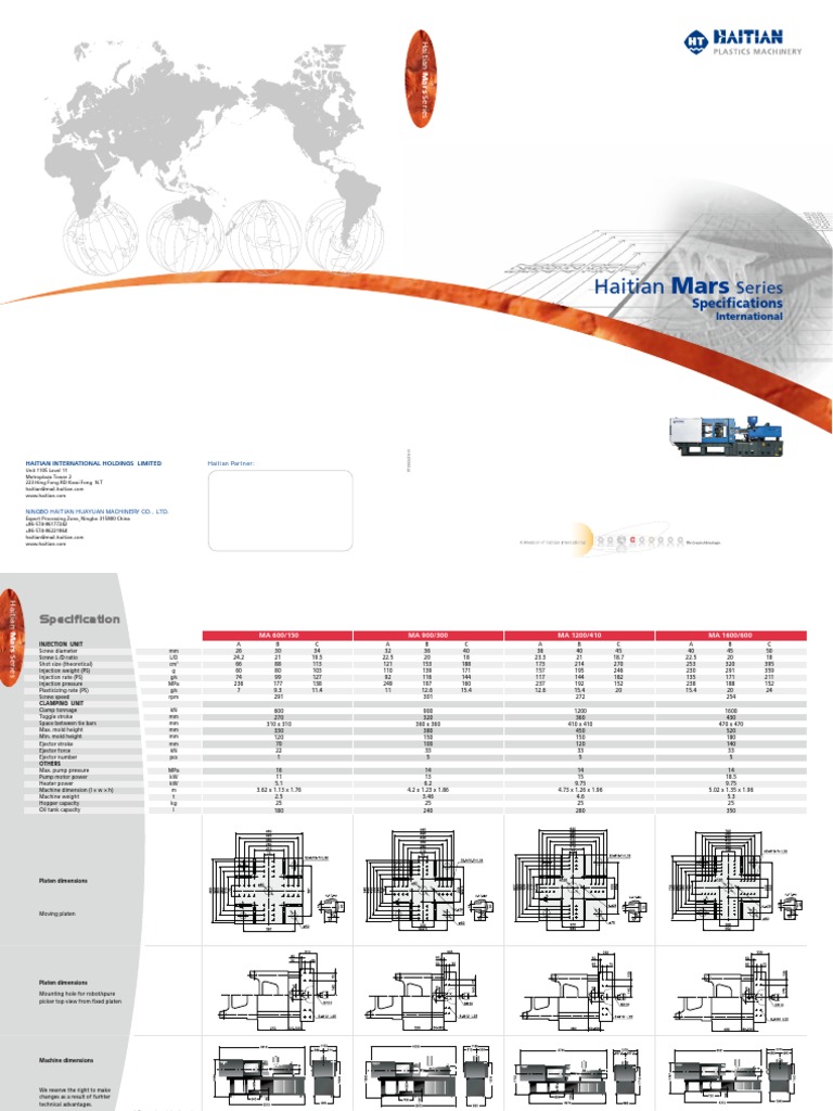 Haitian Mars Tech Specifications | Screw | Machines